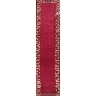 Bordered Fuchsia Tabriz Persian Runner Rug Handmade Wool Carpet - 3'0 ...