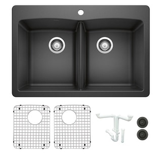 Blanco KA-440221 Diamond 33" Dual Mount Double Basin Granite Composite ...