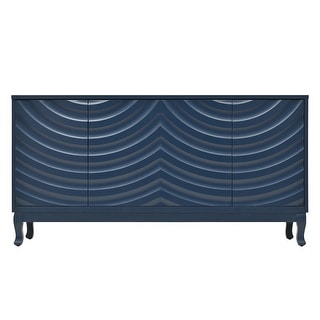 Elegant Wavy Pattern Sideboard with Four Adjustable Doors, Perfect for ...