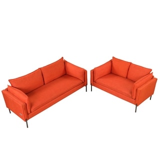 2 Piece Sofa Sets Modern Linen Fabric, Loveseat and 3 Seat Couch Set ...
