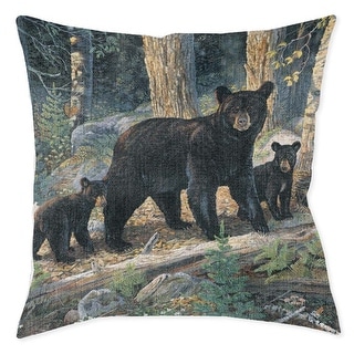 Laural Home Black Bear Family 17" x 18" Woven Decorative Pillow - Bed ...