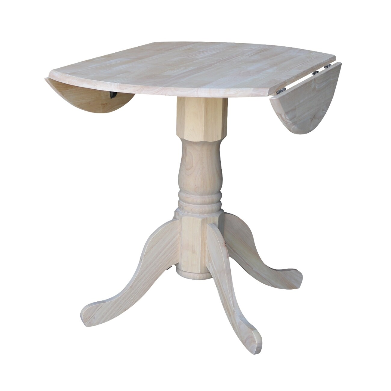 International Concepts Solid Wood Round 36 inch Drop leaf Dining Table Unfinished On Sale Bed Bath Beyond 9330875