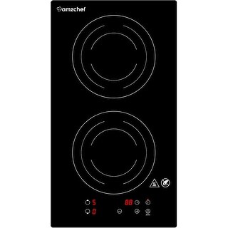 AMZCHEF Induction Cooktop 2 Burners,1800W Stove 1800W,9 Power Levels ...