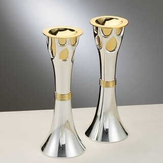 Set of 2 Silver and Gold Tree of Life Sabbath Candle Sticks 8" - Bed ...