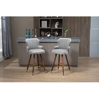 2 Pc Ergonomic Polyester Bar Stools with 360 Degree Footrest and Arm ...