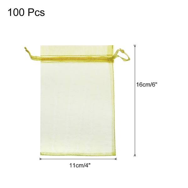 100pcs Organza Bags Drawstring Favor Pouches Sheer Mesh Bag for Party ...