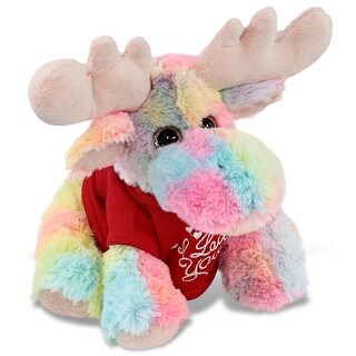 DolliBu I LOVE YOU Cute Rainbow Floppy Moose Plush with Red Shirt - 9 ...