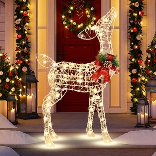 Lighted Christmas Reindeer Outdoor Christmas Decorations W LED Lights ...