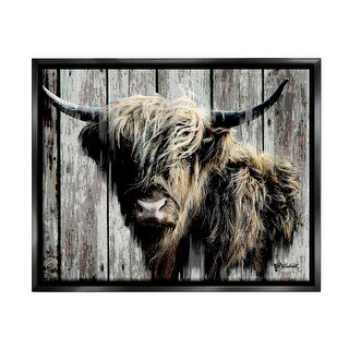 Stupell Rustic Cattle Portrait Framed Floater Canvas Wall Art Design by ...