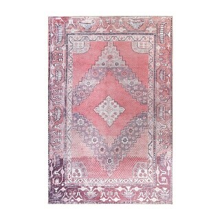 HomeRoots 6' X 9' Pink Geo Power Loom Distressed Non Skid Area Rug - 6 ...
