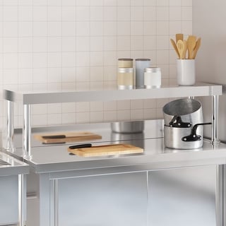 vidaXL Work Table Overshelf Attachment Restaurant Kitchen Stainless ...