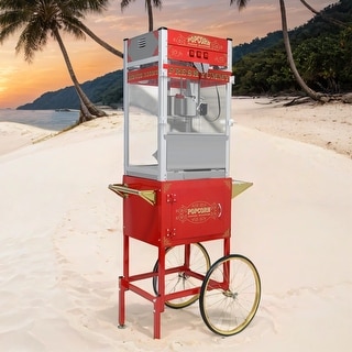 Antique-Style Popcorn Cart with 16" Wheels & Storage, Modern Machine ...