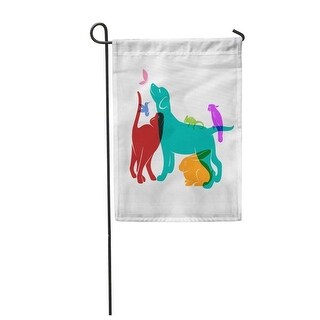 Group Of Pets Dog Cat Parrot Chameleon Rabbit Butterfly Garden Flag ...