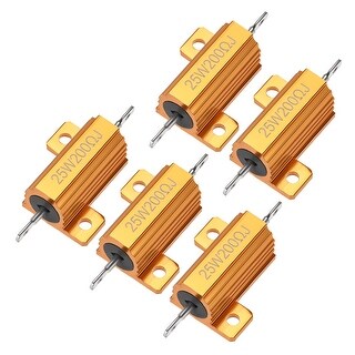 25W 200 Ohm 5% Aluminum Housing Resistor Wirewound Resistor Gold Tone 5 ...