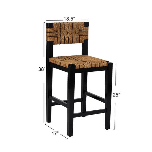 Willowbrook Solid Wood and Natural Woven Seagrass Rope Counter Stool ...