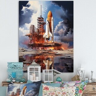 Designart "Rocketship Reflection On Water II" Rocketship Wall Art ...