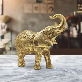 ICE ARMOR 10.25"W Gold Thai Elephant with Trunk Up Figurine - Bed Bath ...