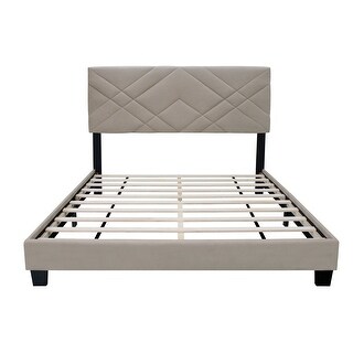 Queen Size Linen Upholstered Platform Bed with Two Height Adjustments ...