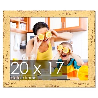 20x17 Shabby Chic / Farmhouse Yellow Wood Picture Frame - UV Acrylic ...