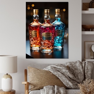 Designart "Liquor Spirit Drops Bottles II" Liquor Wall Art Living Room ...