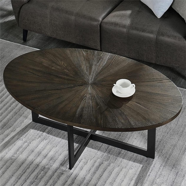Black wood oval coffee table store