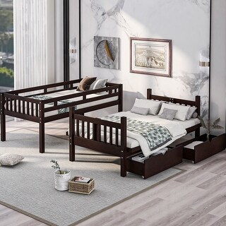 Twin Over Full Storage Bunk Bed Down Bed Can be Converted Into, Green ...