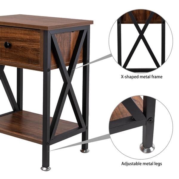 Open Bedside Table with Drawer - Suitable for Bedrooms and Living Rooms ...
