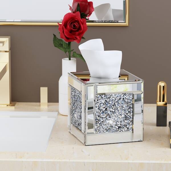 Mirror Tissue Box Cover Square Glass Box Cover - Bed Bath & Beyond ...