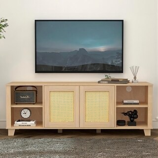 Rattan TV Stand with 2 open doors - Bed Bath & Beyond - 36714459