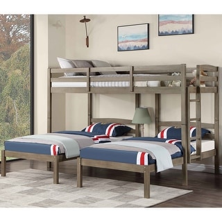 Brun Transitional Warm Grey Twin Wood Triple Bed with Built-in Night ...