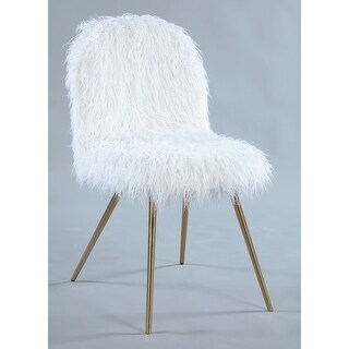 Faux Fur Accent Dining Chair, Living Room Visitor Chair Set of 2 - Bed ...
