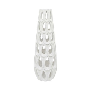 Lee 24 Inch Vase, Pierced Cut Out Water Drop Design, Resin, White ...
