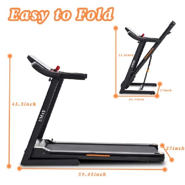 UMAY Treadmill for Home with LCD Display, Walking Runninng Machine with ...