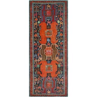 Fine Vintage Distressed Berat Navy/Rust Runner - 3'2" x 9'8" - Bed Bath ...