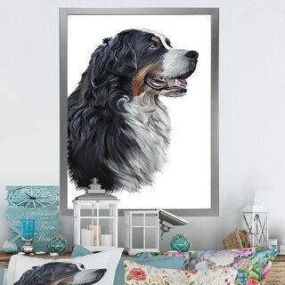 Designart "Drawing Bernese Mountain Dog Portrait" Traditional Framed ...