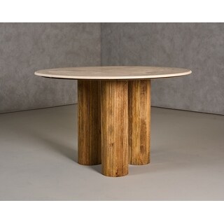 Modrest Hayden Modern Marble & Wood Round Dining Table - Bed Bath ...