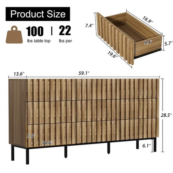 9 Drawers Chest Of Dresser Storage Tower Cabinet Bedroom Organizer ...