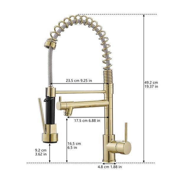 Gold Pull Down Pre Rinse Kitchen Faucet with Spring Spout - Bed Bath ...