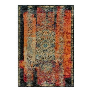 Shahbanu Rugs Dragon Fire Red and Eerie Black, Ghazni Wool Hand Knotted ...