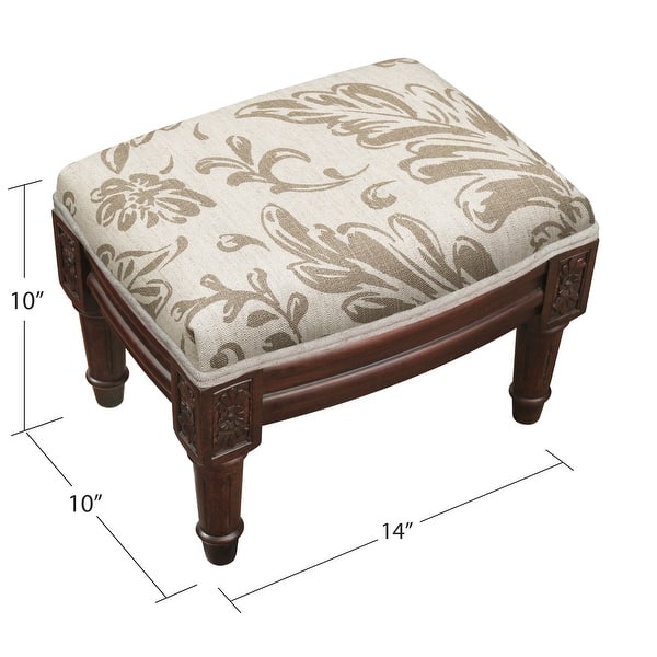 Taupe Tuscan Floral Footstool with wood stained finish - Bed Bath ...