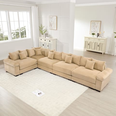 Beige L-Shape, Fabric Sectional Sofas - Overstock