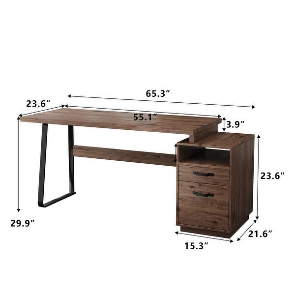 Home Office Computer Desk, 65 inch Writing Study Table with Drawers ...
