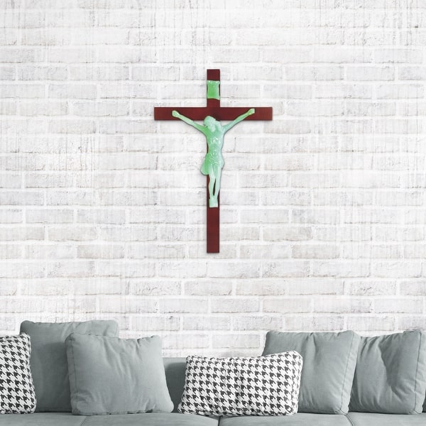 ICE ARMOR Jesus Nailed On The Cross 22"H Luminous Crucifix Holy Statue ...