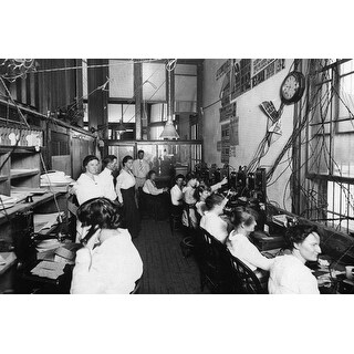 Telephone Operators Black and White Gallery Wrapped Canvas - Bed Bath ...