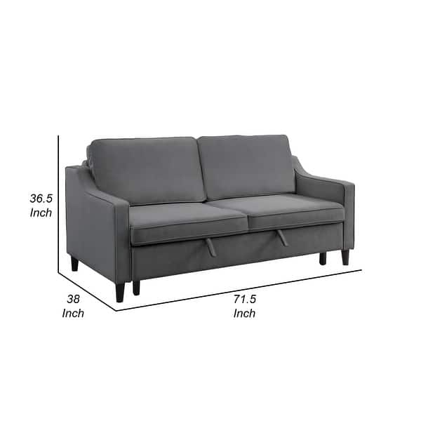 Katy 72 Inch Sleeper Sofa, Convertible Pull Out Bed, Solid Wood Gray ...
