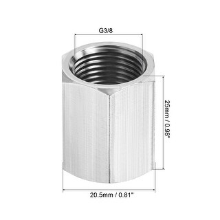 2pcs Hex Pipe Coupling Fitting Female Thread Nickel Plated Connector ...