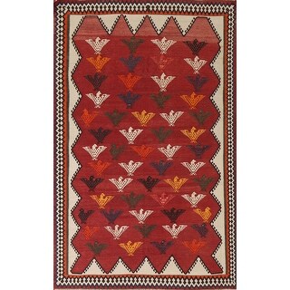 Animal Pictorial Kilim Qashqai Persian Area Rug Vintage Wool Carpet - 4 ...