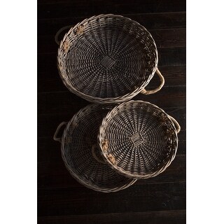XLarge Round Willow Serving Trays - Set of 3 - 27.5" x 27.5" x 5" - Bed ...