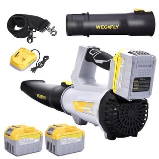 500 CFM Cordless Leaf Blower, 2 x 21V 6.0Ah Battery and Charger ...