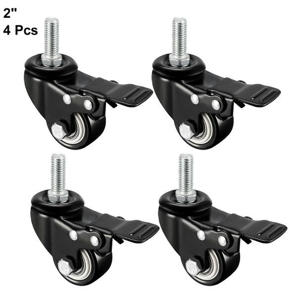 Swivel Casters 2 Inch PU M10 x 25mm Stem Caster Wheels with Brake 4Pcs ...